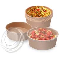 China ODM / OEM Emballages Alimentaires Round Biodegradable Eco-Friendly Take Away Salad Fast Kraft Paper Packaging Bowl for sale