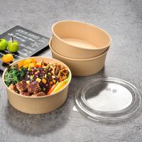China ODM / OEM Emballages Alimentaires Round Biodegradable Eco-Friendly Take Away Salad Fast Kraft Paper Packaging Bowl for sale