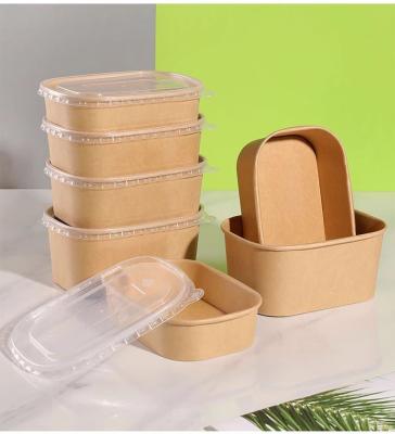 China Takeaway Food Grade Kraft Paper Container Tray Rectangular Kraft Paper Food Box for sale