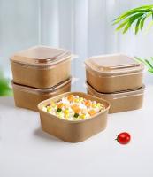 China Takeaway Food Grade Kraft Paper Container Tray Rectangular Kraft Paper Food Box for sale