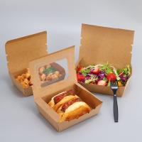 China Wholesale Kraft Paper Food Box Salad Fruit Takeaway Box Lunch Packaging Box With Clear Window for sale