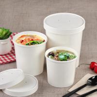 China Eco Friendly Recyclable Custom Logo Takeout Round Kraft Paper Salad Noodle Pasta Risotto Lunch Cup Bowl With Lid for sale