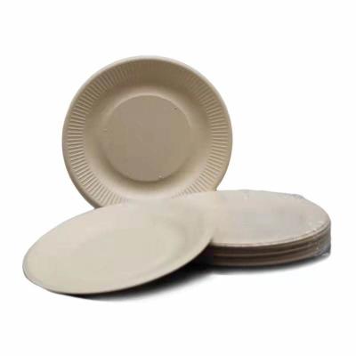 China Wholesale Compostable Dessert Pulp Paper Plates Party Dinner Birthday Round Paper Tray Disposable for sale
