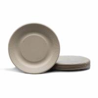 China Wholesale Compostable Dessert Pulp Paper Plates Party Dinner Birthday Round Paper Tray Disposable for sale