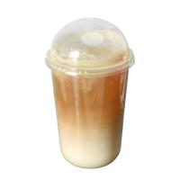 China Food Grade PET PLA Plastic Arch Dome Cup Lids Disposable Biodegradable Transparent For Ice Cream Smoothie Cup Lids for sale