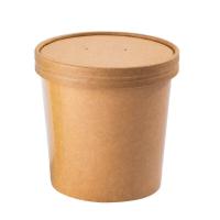 China Custom Disposable Food Container Brown Kraft Paper Cup Soup Bowl Paper Lid for sale
