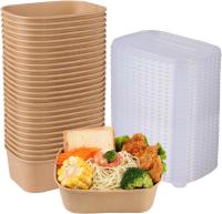 China Disposable Kraft Paper Lunch Box Custom Logo Square Set For Packaging Fruit Fast Food Light Meals Salad for sale