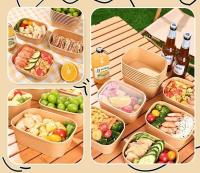 China Disposable Kraft Paper Lunch Box Custom Logo Square Set For Packaging Fruit Fast Food Light Meals Salad for sale