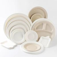 China Disposable Dinnerware Set Pulp Sugarcane Sugar Cane Paper Tableware Square Round Oval Bagasse Plate for sale