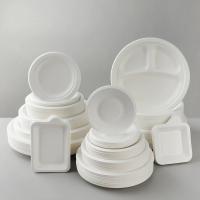 China Disposable Dinnerware Set Pulp Sugarcane Sugar Cane Paper Tableware Square Round Oval Bagasse Plate for sale