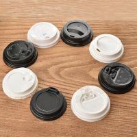 China Plastic PS Coffee Cup Lids Disposable White And Black Lid For Paper Coffee Cups for sale