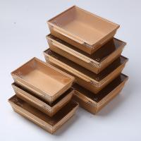 China Recyclable Takeaway Disposable Kraft Paper Food Packaging Paper Custom Salad Box for sale