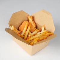 China Disposable Kraft Paper Food Box Four-sided Cover Biodegradable Snack Tray for sale