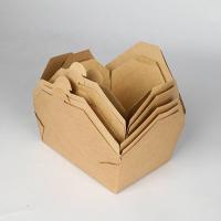 China Disposable Kraft Paper Food Box Four-sided Cover Biodegradable Snack Tray for sale