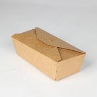China Disposable Kraft Paper Food Box Four-sided Cover Biodegradable Snack Tray for sale