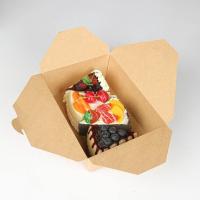 China Disposable Kraft Paper Food Box Four-sided Cover Biodegradable Snack Tray for sale