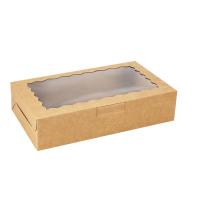 China Kraft Biscuit Box With Clear Window Small Cookie Box Container for Dessert Pastry Candy Packaging for sale