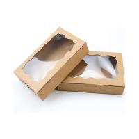 China Kraft Biscuit Box With Clear Window Small Cookie Box Container for Dessert Pastry Candy Packaging for sale