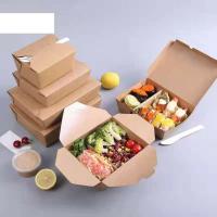 China Popular Design Food Storage Disposable Multi-Compartment Lunch Kraft With Paper Box Many Compartment for sale