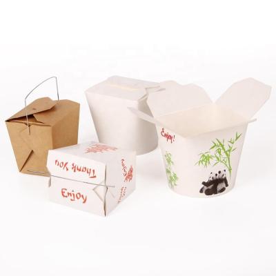 China Ecofriendly Custom Printed Disposable White Kraft Wok Paper Box For Noodles Biodegradable Food Noodle Packaging Box for sale
