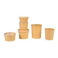 China Eco-Friendly Disposable Kraft Paper Soup Bowl With Lid Round for Salad Snack Milk Food Take Out Bucket for sale