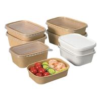 China Eco Friendly Packaging Square Salad Bowls Paper Food Container With Lid for sale