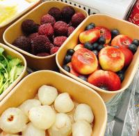China Eco Friendly Packaging Square Salad Bowls Paper Food Container With Lid for sale