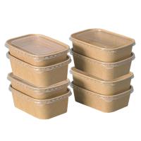 China Eco Friendly Packaging Square Salad Bowls Paper Food Container With Lid for sale