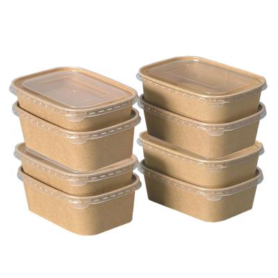 China Eco Friendly Packaging Square Salad Bowls Paper Food Container With Lid for sale