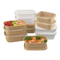China Eco Friendly Packaging Square Salad Bowls Paper Food Container With Lid for sale