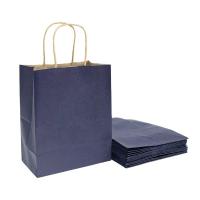 China Recyclable Kraft Brown Paper Bag With Rope Handle Your Logo Flat Handle for sale