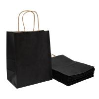 China Recyclable Kraft Brown Paper Bag With Rope Handle Your Logo Flat Handle for sale