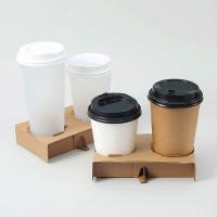 China Kraft Paper Cup Holder Disposable Packing Insulation Corrugated Kraft Paper Cup Holder For Tray Takeout Packing for sale