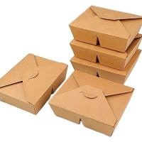 China Biodegradable 2 Compartments Fast Food Compartment Container Take Out Brown Kraft Paper Food Lunch Box for sale