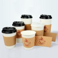 China Custom Logo Corrugated Cardboard Paper Cup Jacket for Hot and Cold Drinks Kraft Coffee Cup Sleeves for sale