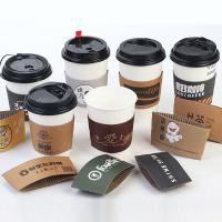 China Custom Logo Corrugated Cardboard Paper Cup Jacket for Hot and Cold Drinks Kraft Coffee Cup Sleeves for sale
