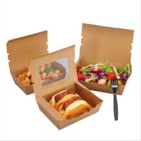 China Custom Food Grade Packaging Box Flip Top Takeaway Fast Food Lunch Kraft Paper Box With Window for sale