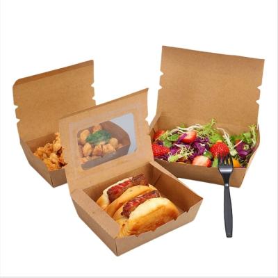 China Custom Food Grade Packaging Box Flip Top Takeaway Fast Food Lunch Kraft Paper Box With Window for sale