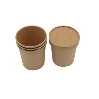 China Eco-Friendly Compostable Takeaway Biodegradable Kraft Paper Disposable Noodle Soup Cup Bowl With Lid for sale