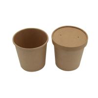 China Eco-Friendly Compostable Takeaway Biodegradable Kraft Paper Disposable Noodle Soup Cup Bowl With Lid for sale