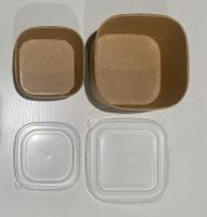 China PP Lid for eco-friendly products noodle square paper kraft disposable salad bowl for sale
