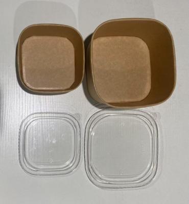 China PET Lid For Eco-friendly Products Noodle Square Paper Kraft Disposable Salad Bowl for sale