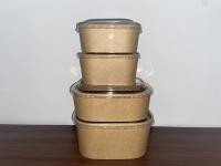 China PET Lid For Eco-friendly Products Noodle Square Paper Kraft Disposable Salad Bowl for sale