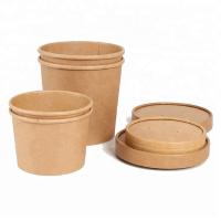 China Customized Disposable Kraft Paper Salad Bowl With Lid For Food Paper Container for sale