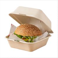 China Eco Friendly Microwave Safe Disposable Bagasse Sugarcane Sugar Cane Pulp Cake Container Clamshell Hamburger Burger Box for sale