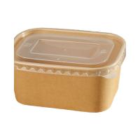 China Disposable PET Kraft Paper Square Lunch Box With Lid Fast Food Packaging For Household Bento And Sushi Disposable Paper Bowl for sale