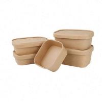 China Disposable PET Kraft Paper Square Lunch Box With Lid Fast Food Packaging For Household Bento And Sushi Disposable Paper Bowl for sale