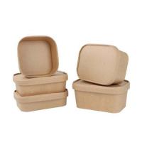 China Disposable PET Kraft Paper Square Lunch Box With Lid Fast Food Packaging For Household Bento And Sushi Disposable Paper Bowl for sale