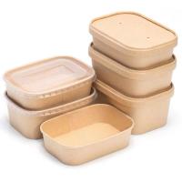 China Disposable PET Kraft Paper Square Lunch Box With Lid Fast Food Packaging For Household Bento And Sushi Disposable Paper Bowl for sale