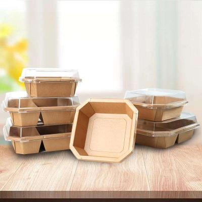 China Custom Printer Kraft Paper Oval Bowls Paper Disposable Bowls 26oz Paper Kraft Bowls With Lids for sale